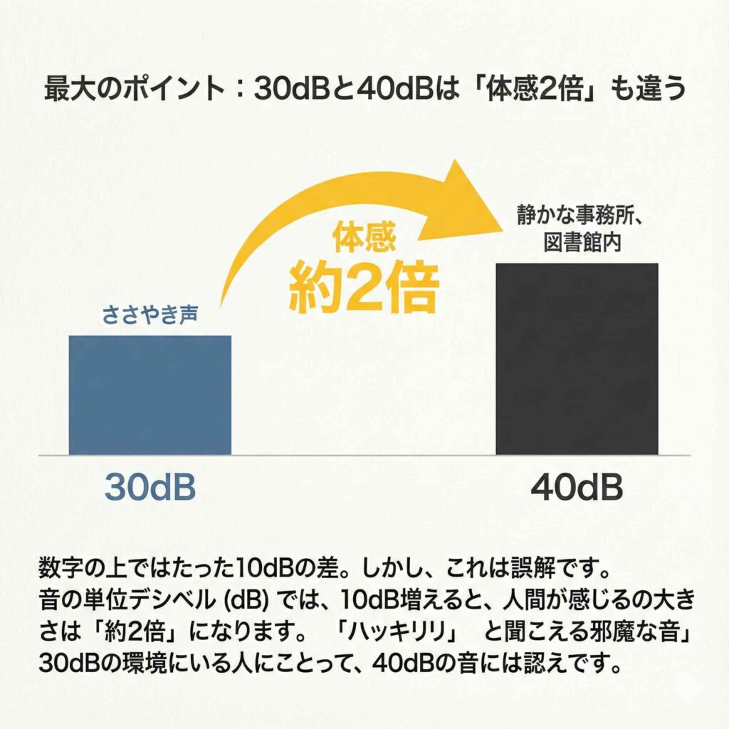 30dbどのくらい？例えと40dbとの違い、防音プロが解説 | 元ラッパ吹きの防音研究所